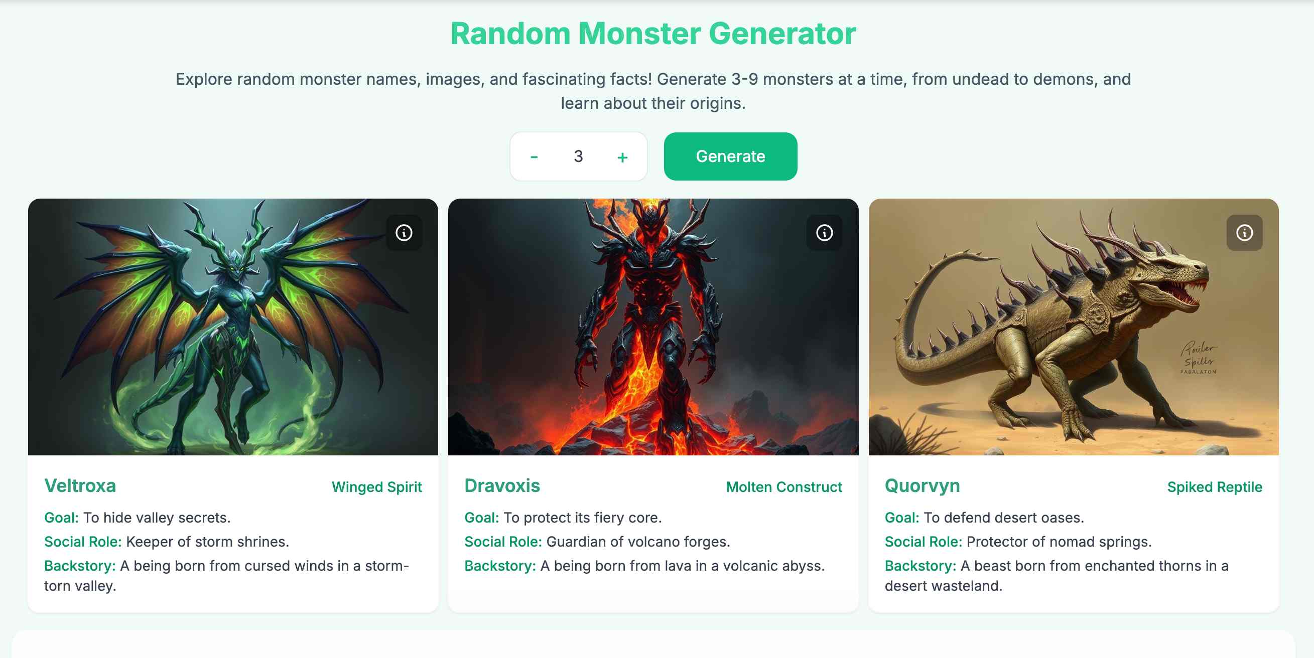 Random Monster Generator - Explore monster inspiration
