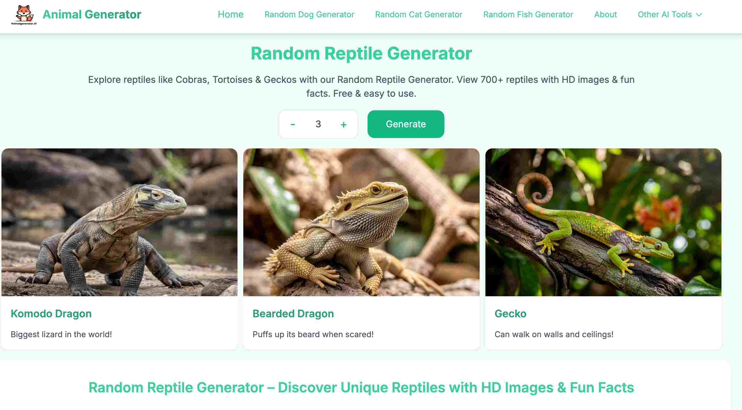 Random Reptile Generator – Discover Reptiles with HD Images